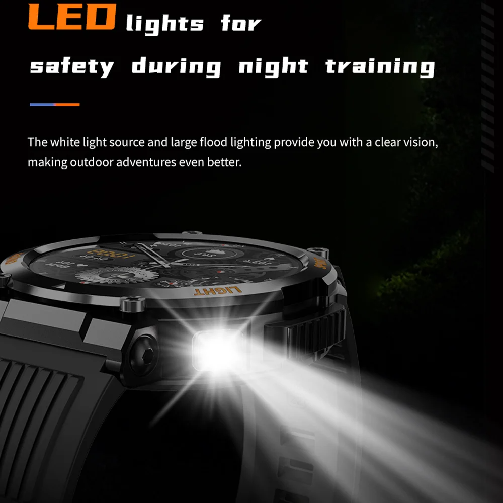 LED Lights Compass Watch For Men Smart Watch Sports Fitness IP67 ...